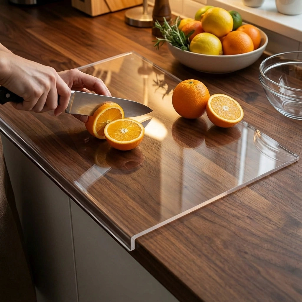 Acrylic Countertop Cutting Board - 60% Thicker | Non-Slip, Edge Lip ...